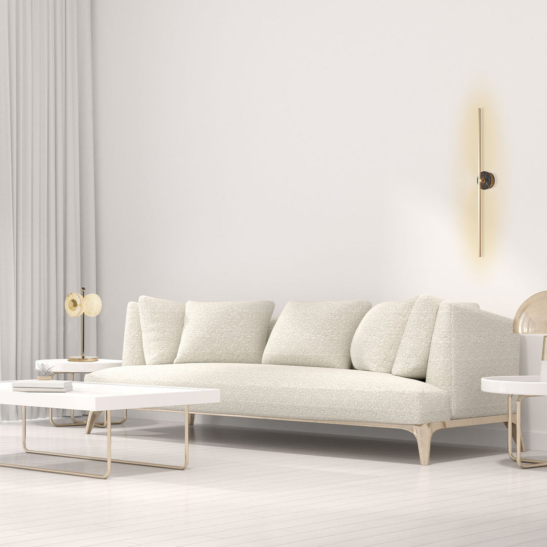 "Essential Stick" Wall Sconce in Satin Brass and Black Marquinha Marble ...