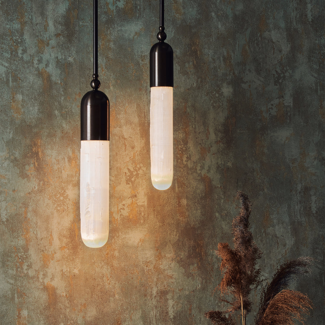 "Selene Maxi" Pendant Lamp in Bronze and Selenite Matlight Milano ...