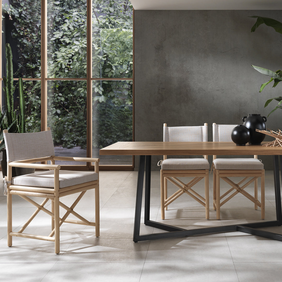 Lia Rattan Dining Chair with Armrests Mila Maurizi | Artemest