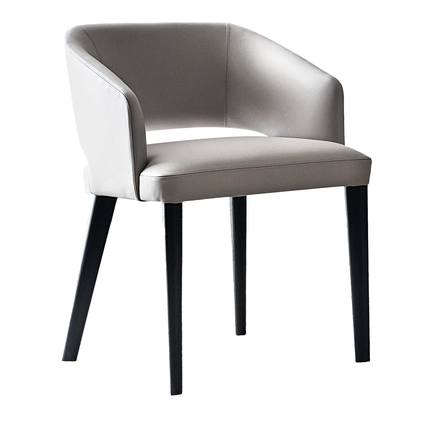 Elsa Gray Leather And Black Oak Chair Casamilano | Artemest