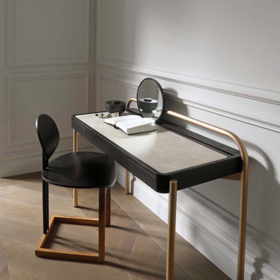 Roll Carrara marble and walnut wood desk Secolo | Artemest