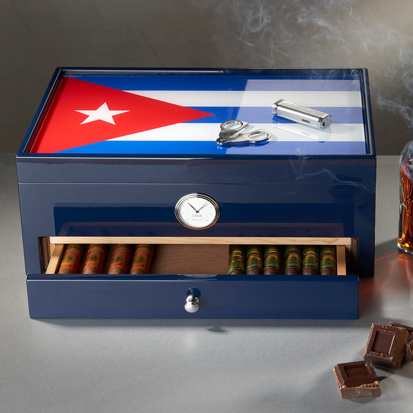 Cuba-inspired Blue Humidor (Special Club Edition) Morici | Artemest