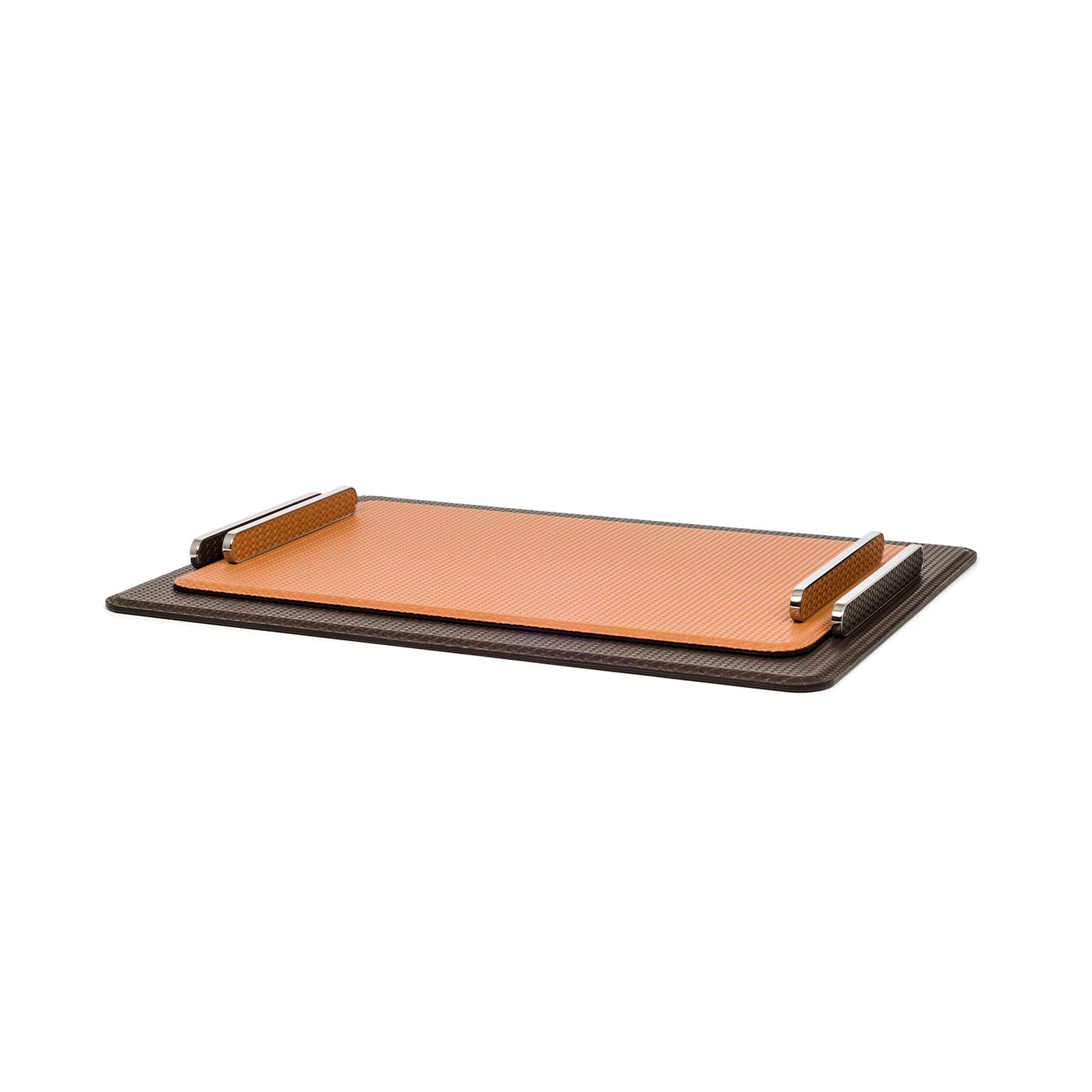 Este Large Rectangular Brown Leather Tray Pinetti | Artemest