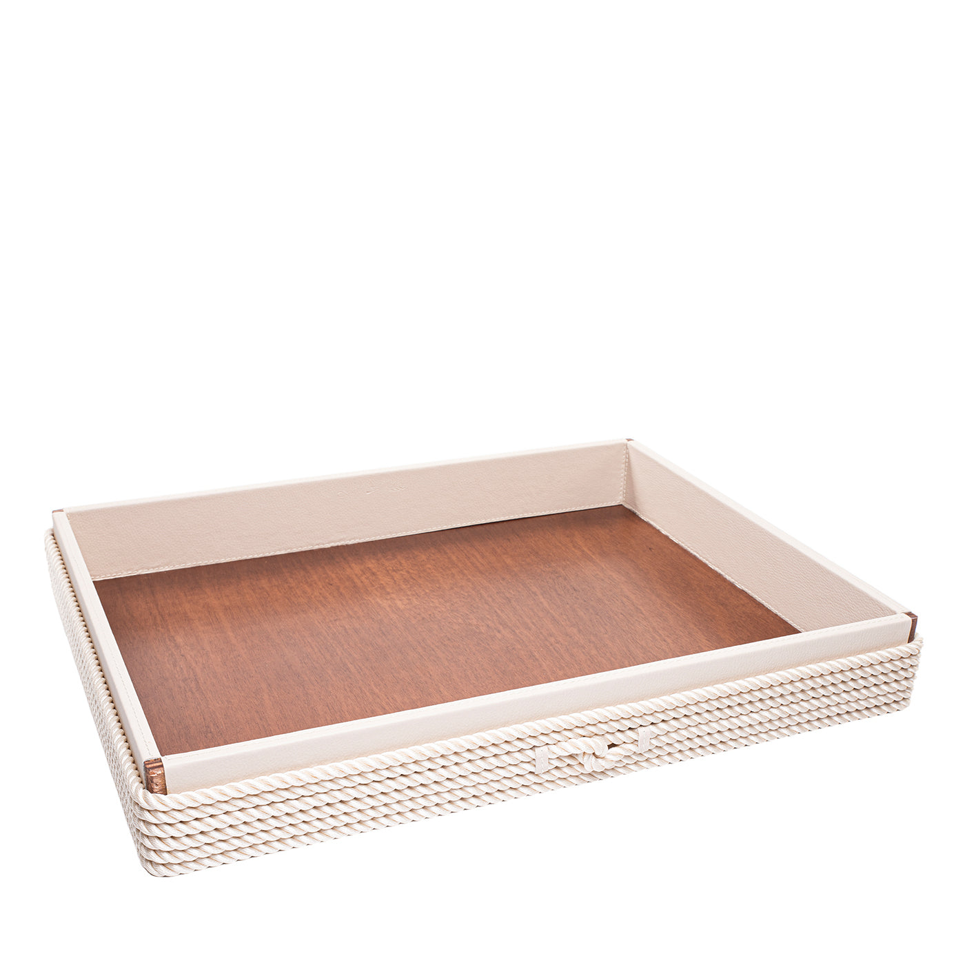Extra-Large Rectangular Cream Tray with Rope Inserts Marricreo | Artemest
