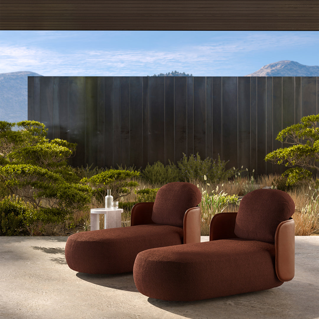 Mochi Brown Leather & Fabric Chaise Longue by Studiopepe Exteta | Artemest
