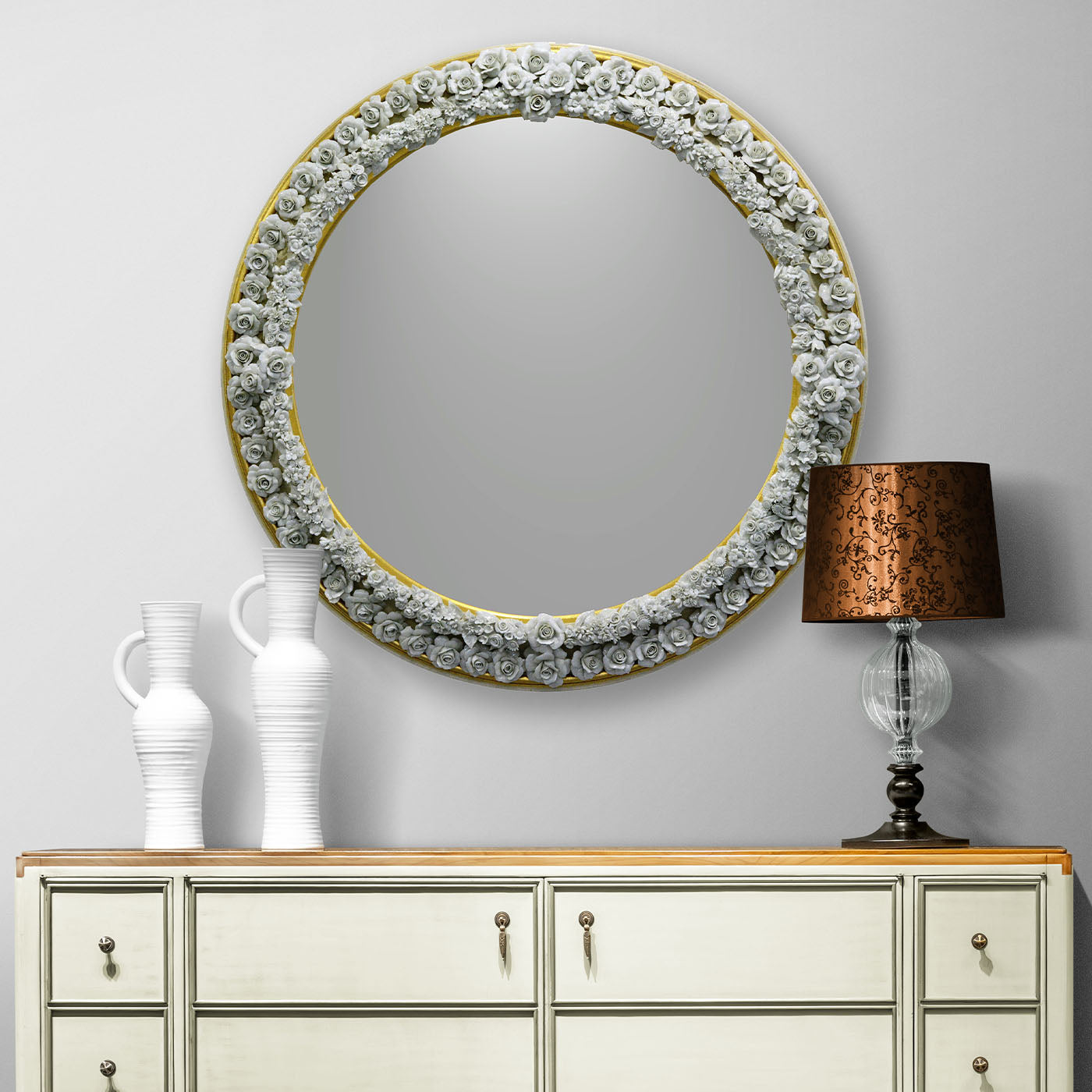 Roses and Wildflowers Round Mirror Caiafa | Artemest