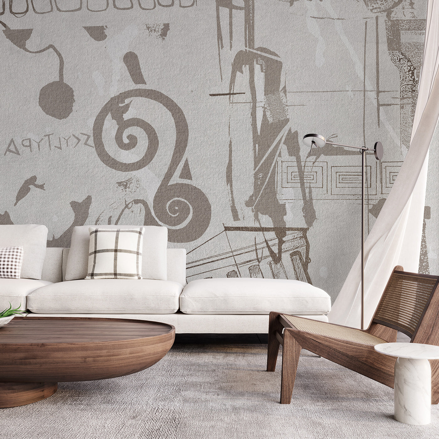 Beige greek decoration textured wallpaper Affreschi & Affreschi | Artemest